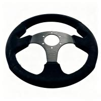 China 320mm Flat Bottom Lightweight Steering Wheel Black Suede For Drift & Racing Cars for sale