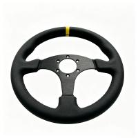 China Universal 330mm Black Microfiber Leather Racing Steering Wheels 6x70mm PCD for Drift & Track Cars for sale