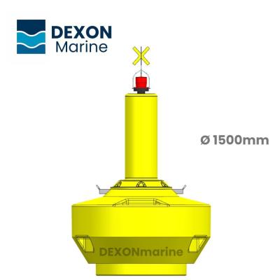 China 1500mm Dia Yellow Marine Marker Buoys X Topmark Nautical Buoys IALA Compliant for sale