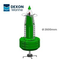 China 2600mm Green Solar Powered Boat Navigation Buoys With Marine Lantern Or AIS Lantern for sale