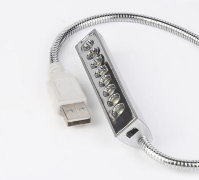 China Micro USB Light Gooseneck Flexible PC Laptop 8 Led Book Light RoHS for sale