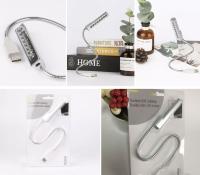 China Micro USB Light Gooseneck Flexible PC Laptop 8 Led Book Light RoHS for sale