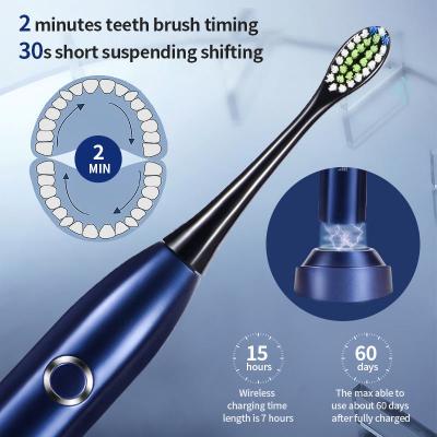 China 12 Modes Sonic Technology Toothbrush , IPX8 Blue Electric Toothbrush for sale