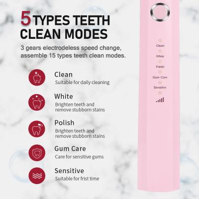 China IPX7 Electric Sonic Toothbrush Pink With 1200mAh Lithium Battery for sale