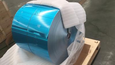 China 8011 H24 0.14mm*200mm Blue Colored Hydrophilic Finstock Coated Aluminum / Aluminium Foil for sale