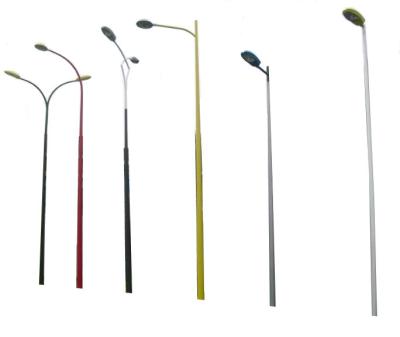 China Doubel Arm Round Tapered Steel Pole 3.0mm - 5.0mm Galvanised Steel Lamp Posts for sale