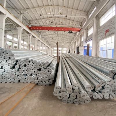 China Bitumen Black Tar Painted Steel Power Utility Pole 86 Microns Hot Dip Galvanized for sale