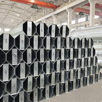 China 8 Sides Octagonal Galvanized Steel Post Transmission 45FT Steel Electric Pole for sale