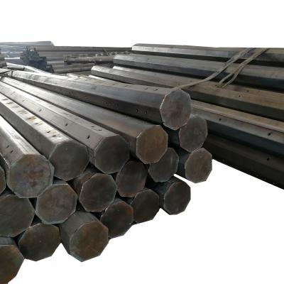 China Octagonal Distribution Steel Pole 15kV 69kV Galvanized Pole For Power Line for sale
