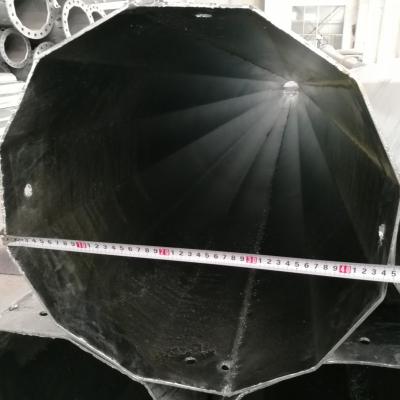 China S355JR 50FT 1200KGF Overhead Line Dodecagonal Galvanized Steel Transmission Pole for sale