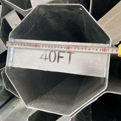 China 40FT 12192mm 3.0mm Electric Steel Pole Q355B Hot Dip Galvanized Steel Posts for sale