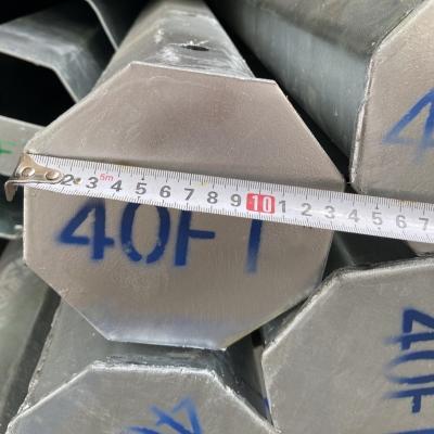 China 40FT Metal Utility Pole Zinc Coated Galvanized 2.75mm Octagonal Steel Pole for sale