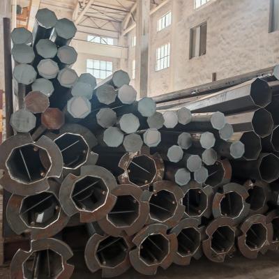 China 5.8M 6.5M Polygonal Galvanized Steel Traffic Poles With 5M 6M 7M Arm for sale