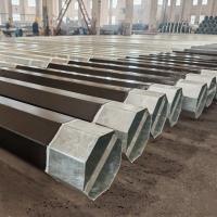 China 10670mm Street Lighting Pole Low Voltage Bitumen Painted Wrapped Metal Utility Poles for sale