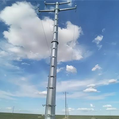 China 10KV Single Loop Polygonal Galvanized Round Post Suspension Steel Tower Poles for sale