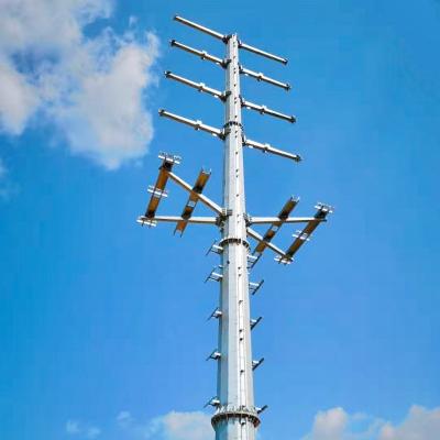 China ASTM A572 GR65 6mm 8mm 10mm 13.8kv Hot Dip Galvanized Transmission Polygonal Steel Pole for sale