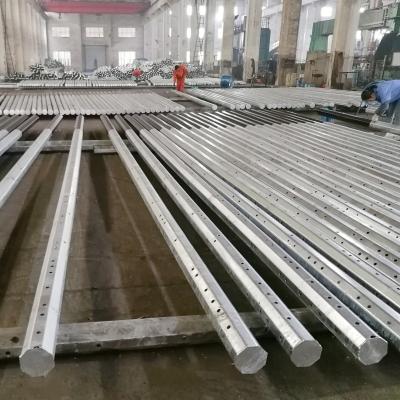 China 13.2kv 25ft 30ft 35ft 40ft 45ft 8 Sided Steel Utility Pole Hot-Dip Galvanizing For Distribution Power Line for sale