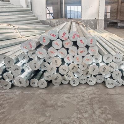 China 25FT 355Mpa Galvanised Octagonal Pole For 15KV Distribution Power Line for sale