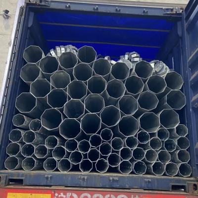 China Hongxin Octagonal Hot Roll Steel 345Mpa Galvanized 9M Steel Electric Pole for sale