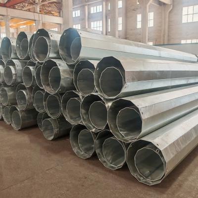 China 2000KGF 355Mpa 60FT 12 Sides Galvanized Power Transmission Steel Pole For Cable Installation for sale