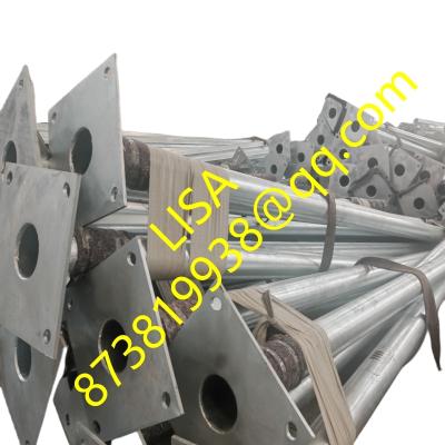 China Hongxin Q235 Metal Light Pole Round Tapered Hot Dip Galvanized Street Lighting Pole for sale