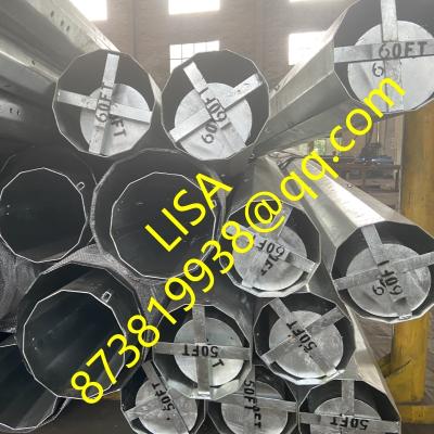 China 69KV 60FT Dodecagonal HDG Galvanized Direct Buried Transmission Steel Pole with Bitumen Anti-Corrosion Painting for sale