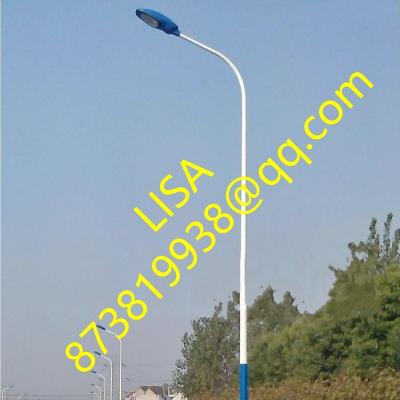 China 10M Round Tapered Galvanized and Powder Coated Steel Lighting Poles with Curved End Single Arm for sale