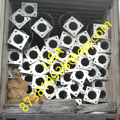 China 6M Single Arm Q235 Hot dip Galvanized 3mm Thick Octagonal Steel Lighting Poles with HDG Anchor Bolts for sale