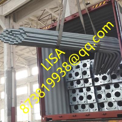China 235Mpa HDG Galvanized Round Tapered 9M Steel Lighting Poles with Single Arm and Base Plate for sale