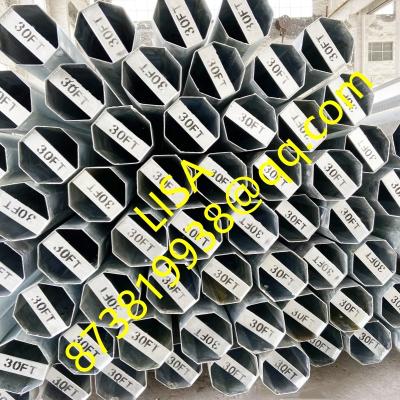 China 15KV 30FT Steel Pole Octagonal Galvanized Direct Buried Metal Utility Pole for sale
