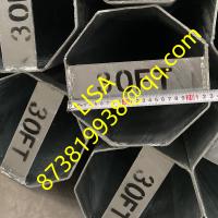 China 30FT Direct Buried Galvanized Octagonal Steel Pole 500KGF Metal Utility Pole with Welded Top Cap and Bottom Bearing Plate for sale