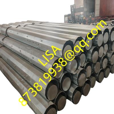 China Hongxin 70FT Hot Dip Galvanized Direct Buried Transmission Steel Pole with Black Tar Anti-Corrosion Painting and Sack Wrap for sale