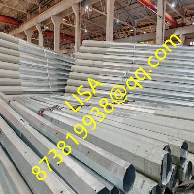 China 45FT Hot-dip Galvanized Octagonal Distribution Steel Poles with Anti-corrosion Bitumen Painting and Sack Wrap for sale