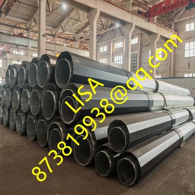 China 70FT 90FT Height 6000KGF 1530KGF Load Hot Dip Galvanized Transmission Steel Pole with Bitumen Painting for sale