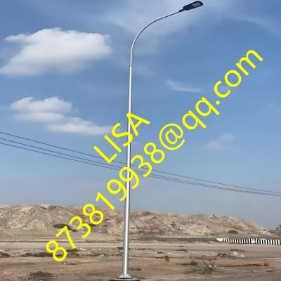 China Q235B 9M Round Tapered Hot-dip Galvanized Steel Lighting Poles with Separated Curved-End Single Arm for sale