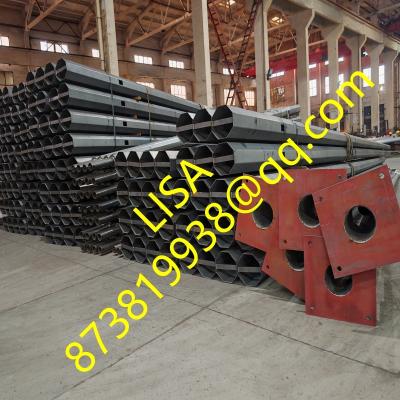 China Israel 9M Height Q235B Hot-dip Galvanized Tapered Steel Lighting Pole with Base Plate for sale