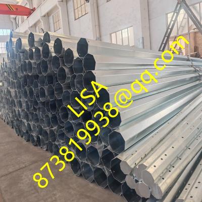 China 40FT Octagonal Hot Dip Galvanized Distribution Steel Pole with 500KG Min Break Load for sale