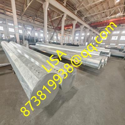 China 90FT Q460 11000kgf Load Transmission Steel Pole with Hot-Dip Galvanized and Black Tar Anti-Corrosion Painting for sale