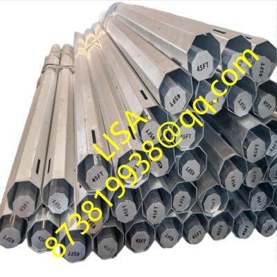 China 45FT Q355B Hot-dip Galvanized Steel Pole for Distribution Lines with 750KG Break Load for sale