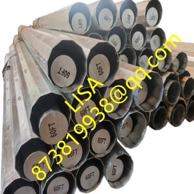 China 60FT Dodecagonal Hot-dip Galvanized Transmission Steel Pole with 1200KGS Min Break Load for sale