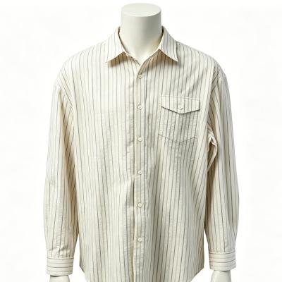 China Casual Oversized Long Sleeve Top Striped Cotton Blend Button Up Shirt for sale
