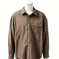 China Casual Oversized Long Sleeve Top Striped Cotton Blend Button Up Shirt for sale