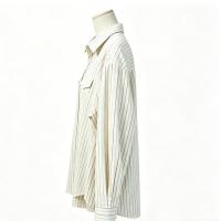 China Casual Oversized Long Sleeve Top Striped Cotton Blend Button Up Shirt for sale