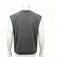 China Crew Neck Mens Sleeveless Tank Top Dark Green / Silver Grey 100% Cotton Vest Vintage Washed for sale