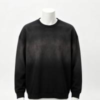 China Gradient Stone Wash French Terry Crewneck Sweatshirt, Oversize Drop Shoulder Pullover For Men for sale