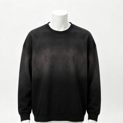 China Gradient Stone Wash French Terry Crewneck Sweatshirt, Oversize Drop Shoulder Pullover For Men for sale