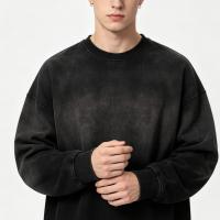 China Gradient Stone Wash French Terry Crewneck Sweatshirt, Oversize Drop Shoulder Pullover For Men for sale