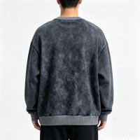 China 351GSM - 400GSM Sand Wash Hoodie Crew Neck Drop Shoulder Combed Cotton Street Sweatshirt for sale