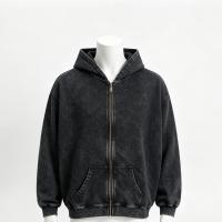 China Wax Washed Zip Up Hoodie Cotton Streetwear Oversized Hoodie Oversized For Youth for sale