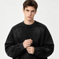 China Loose Fleece Lined Hoodie Permanganate Washed Crew Neck Streetwear 351GSM - 400GSM for sale
